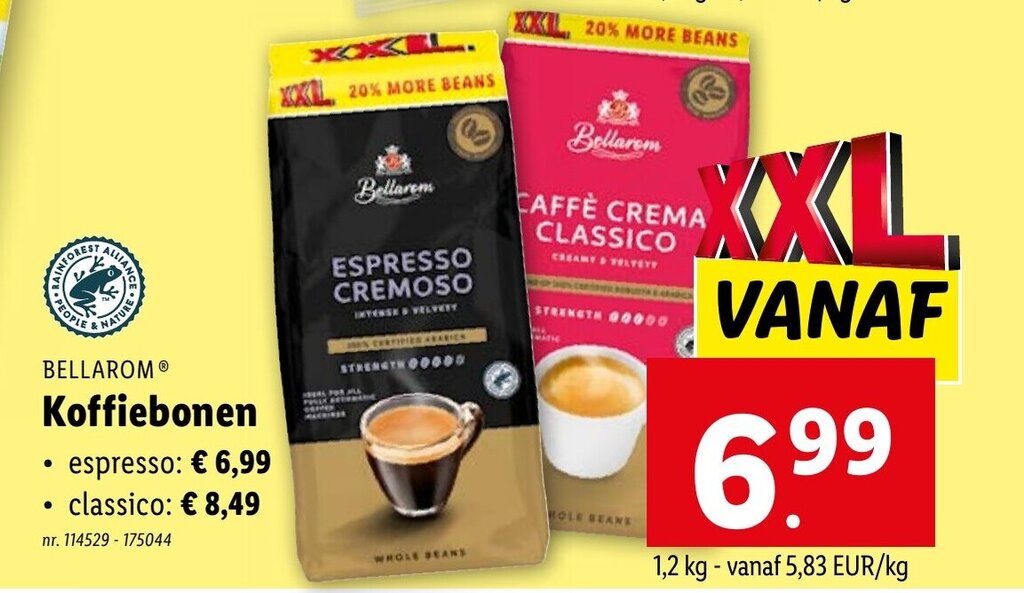BELLAROM Koffiebonen espresso promotie bij Lidl