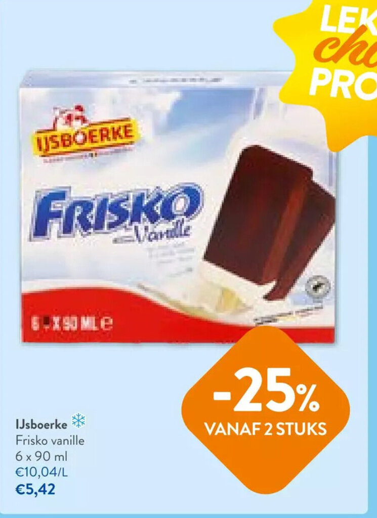 IJsboerke Frisko vanille 6 x 90 ml promotie bij OKay
