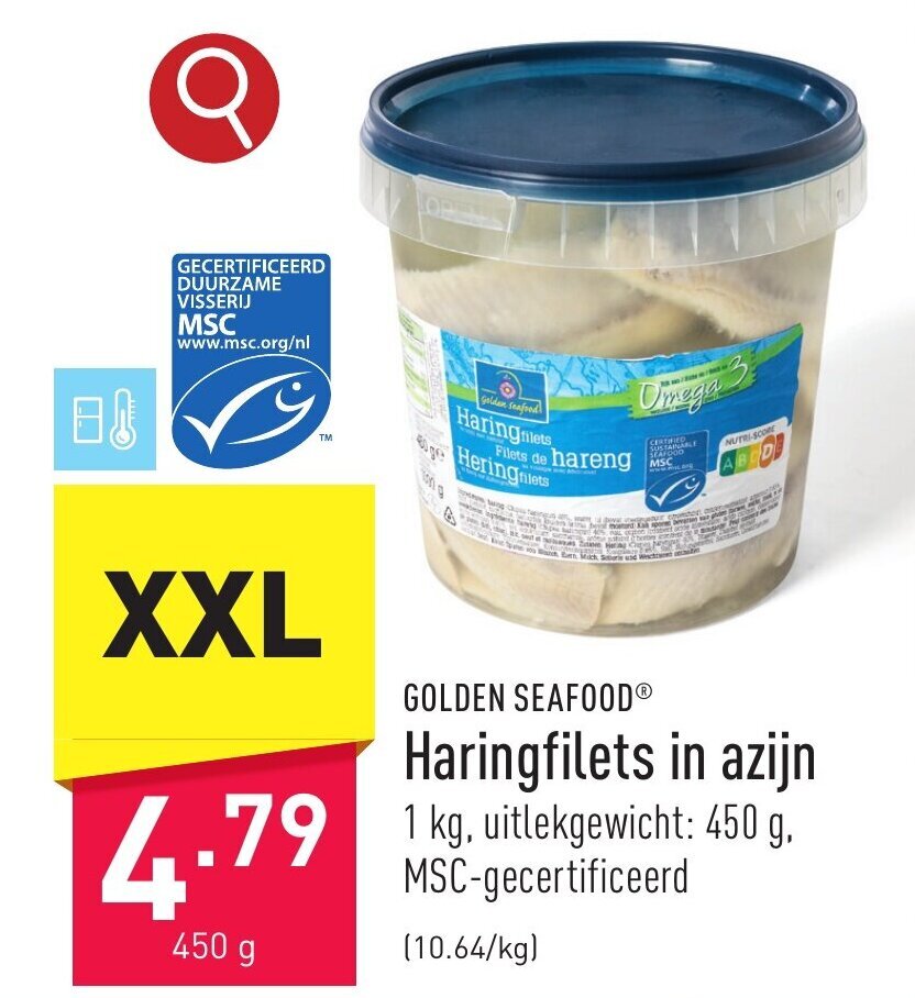 GOLDEN SEAFOODⓇ Haringfilets in azijn 1 kg. uitlekgewicht: 450 g ...