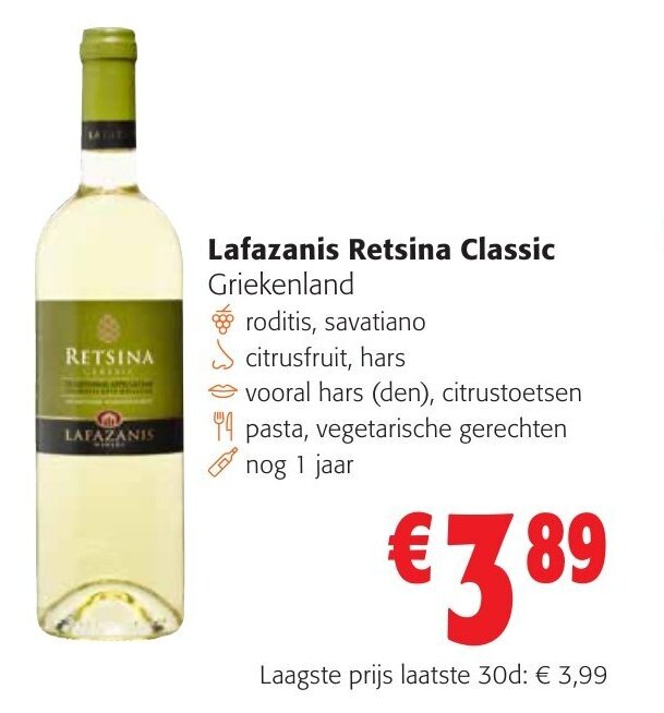 Lafazanis Retsina Classic promotie bij Colruyt