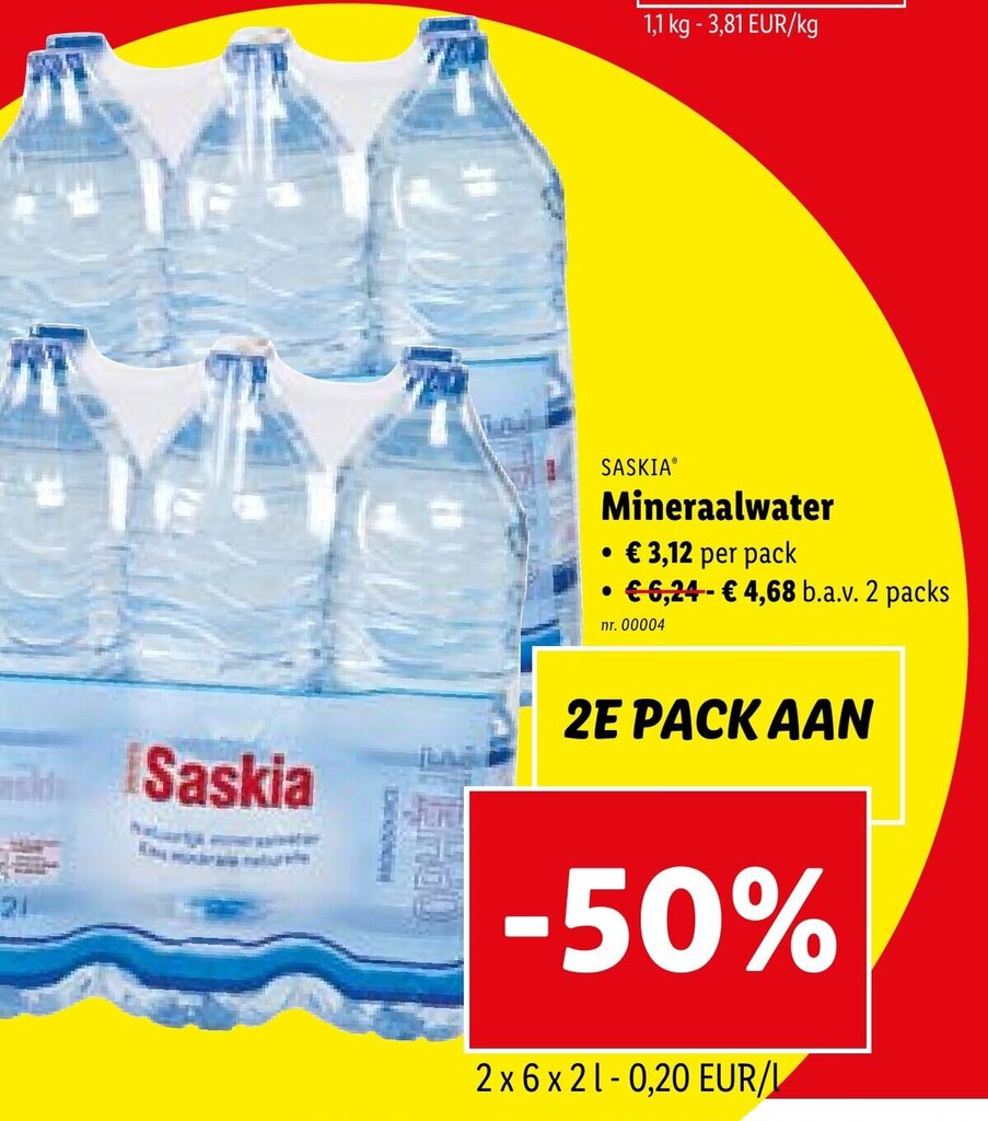SASKIA Mineraalwater promotie bij Lidl