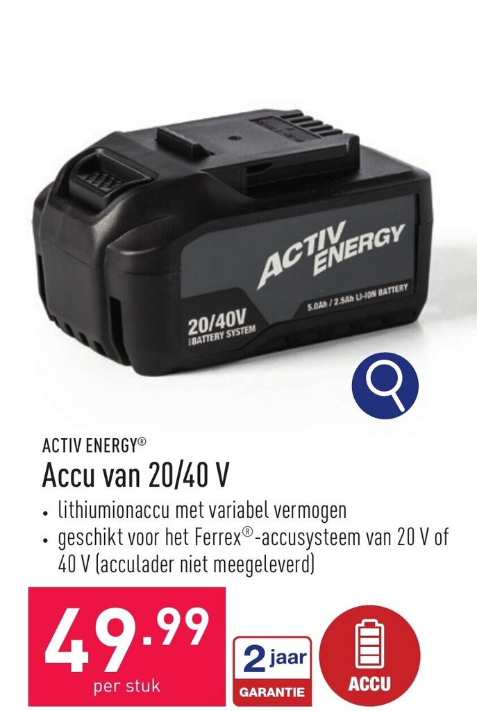 ACTIV ENERGY Accu van 20/40 V promotie bij ALDI