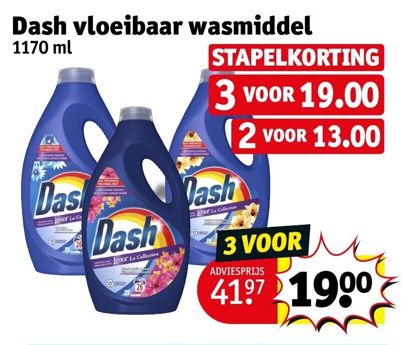 Dash vloeibaar wasmiddel promotie bij Kruidvat