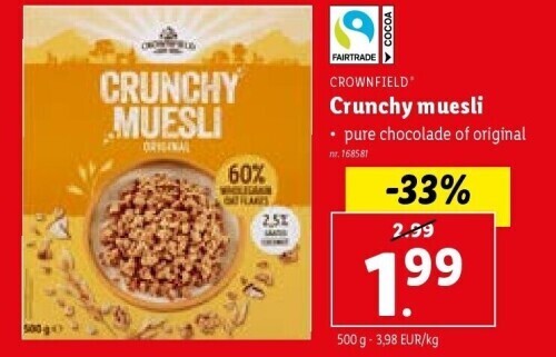 Crunchy muesli promotie bij Lidl