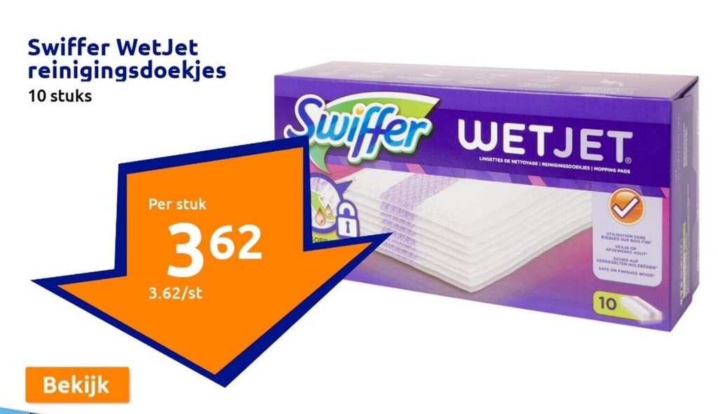 Swiffer WetJet reinigingsdoekjes 10 stuks promotie bij Action