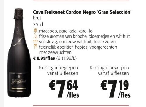 Cava freixenet cordon negro 'gran selección' brut 75 cl promotie bij ...