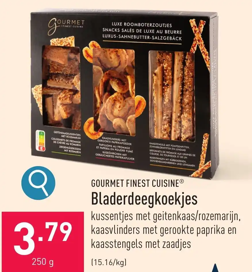 GOURMET FINEST CUISINE Bladerdeegkoekjes 250g promotie bij ALDI