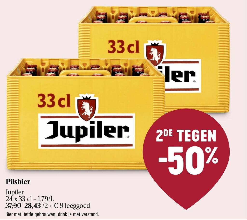 Jupiler 24 x 33 cl Pilsbier promotie bij Delhaize