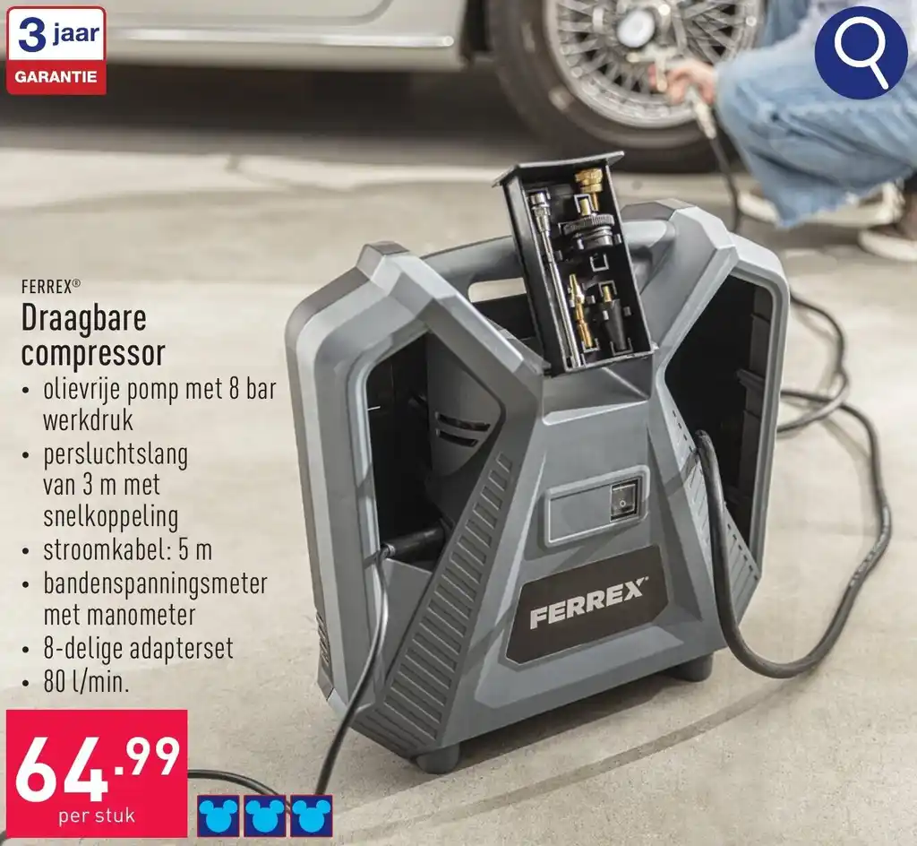 FERREX Draagbare compressor promotie bij ALDI