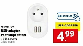 Silvercrest usb-adapter voor stopcontact promotie bij Lidl