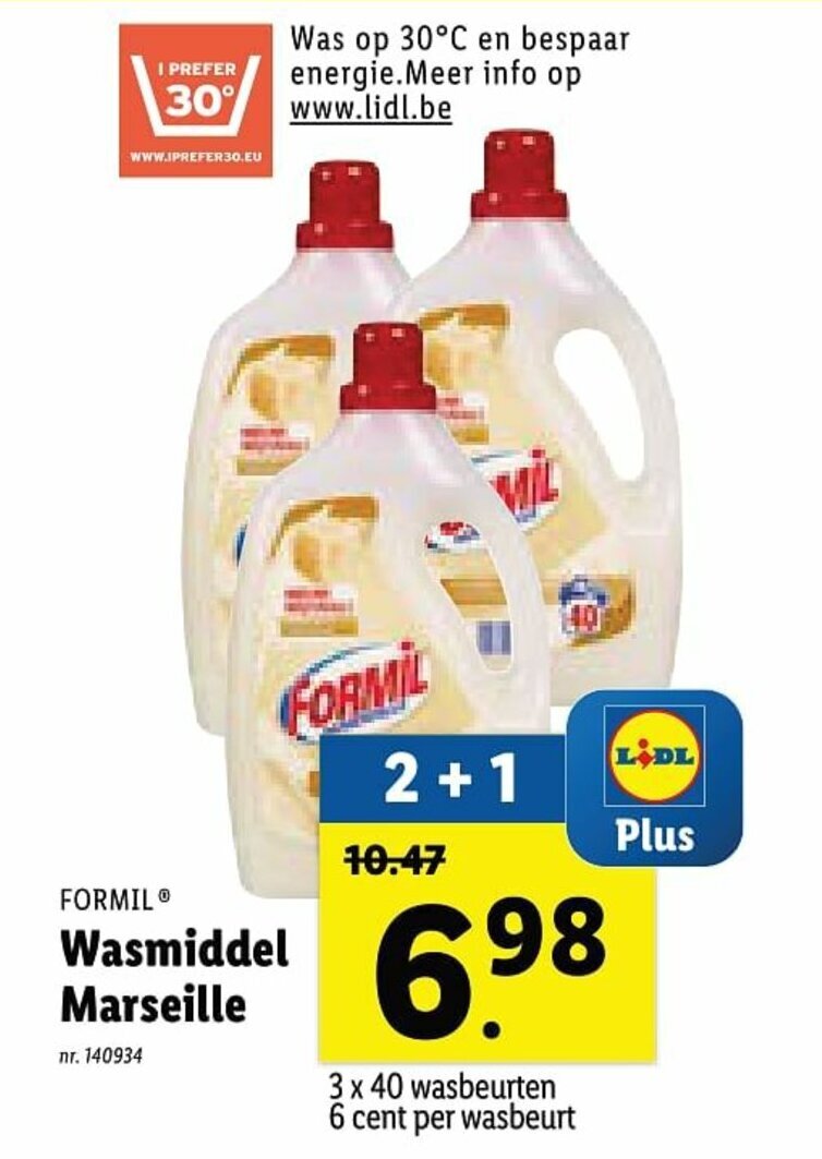 Formil Wasmiddel Marseille promotie bij Lidl