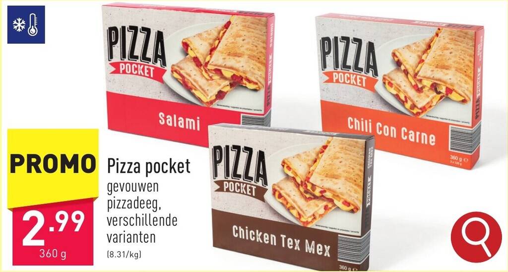 Pizza pocket 360 g promotie bij ALDI