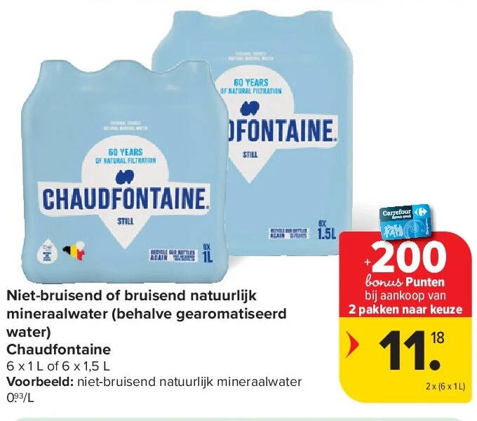 Niet-bruisend of bruisend natuurlijk mineraalwater (behalve gearomatiseerd water) Chaudfontaine ...