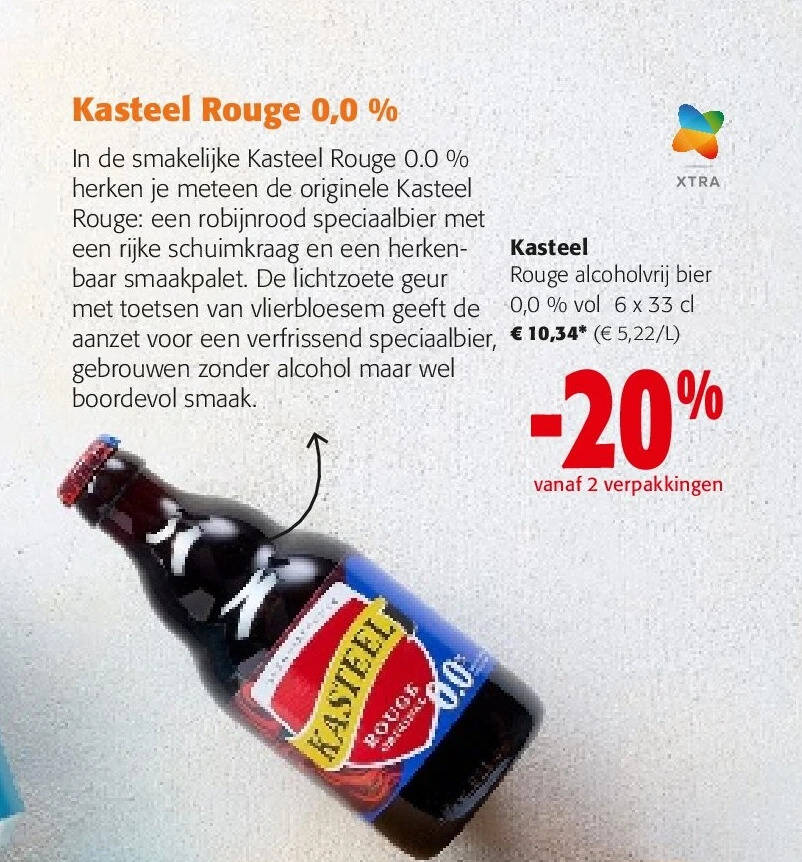 Kasteel Rouge alcoholvrij bier promotie bij Colruyt