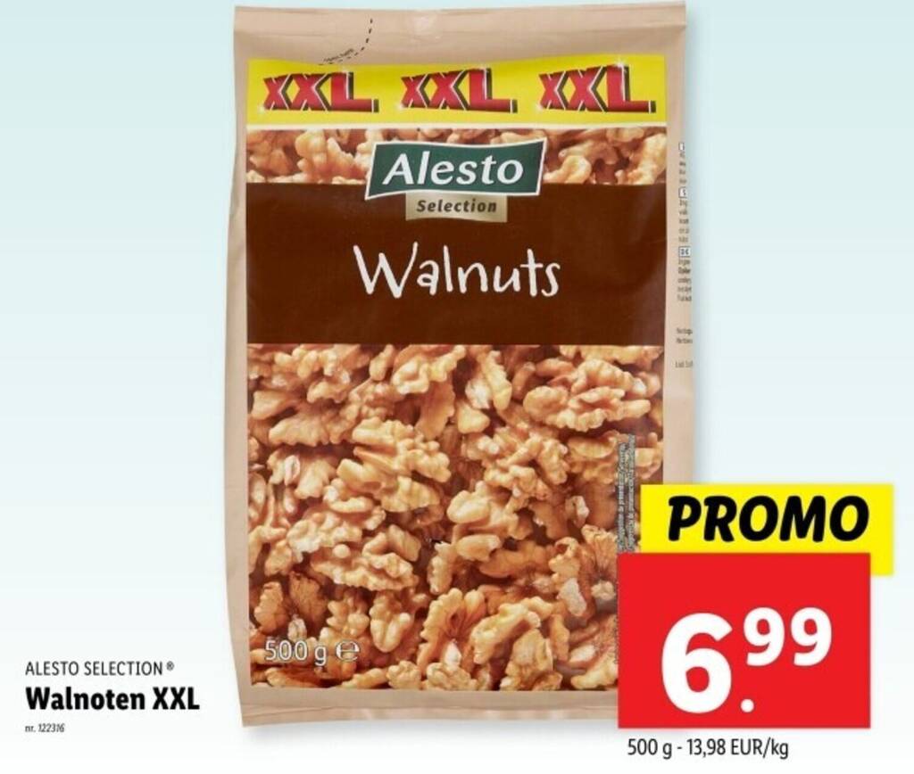 Alesto selection walnoten xxl 500 g promotie bij Lidl