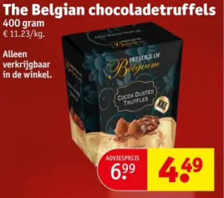 The Belgian chocoladetruffels 400 gram promotie bij Kruidvat