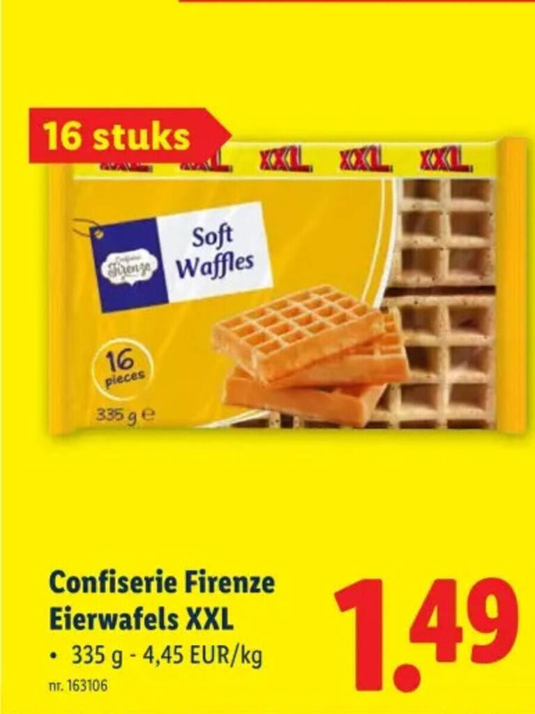 Confiserie Firenze Eierwafels XXL 335 g promotie bij Lidl