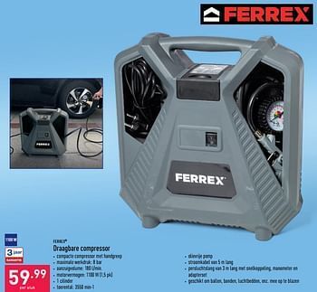 Ferrex draagbare compressor promotie bij ALDI