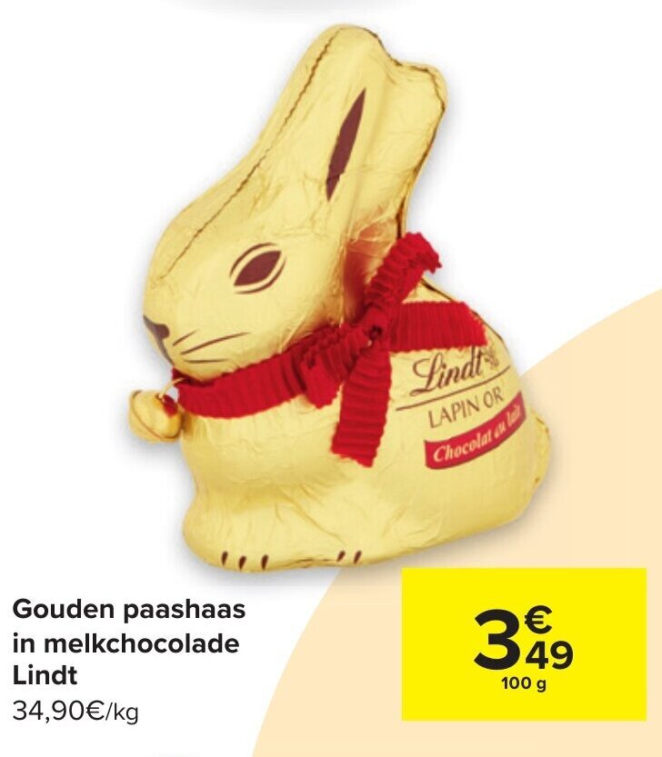 Gouden Paashaas In Melkchocolade Lindt Promotie Bij Hyper Carrefour