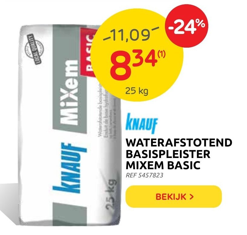 Knauf Waterafstotend Basispleister Mixem Basic promotie bij Brico