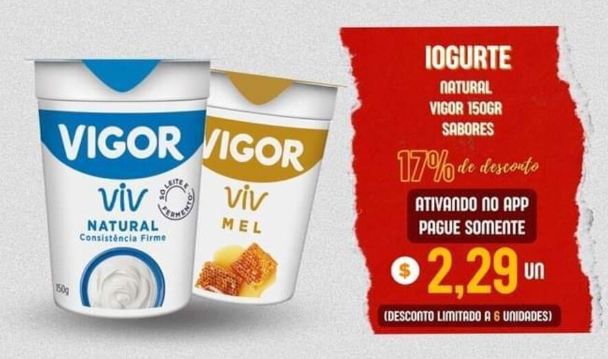 Iogurte Natural Vigor 150g oferta na Federzoni Supermercados