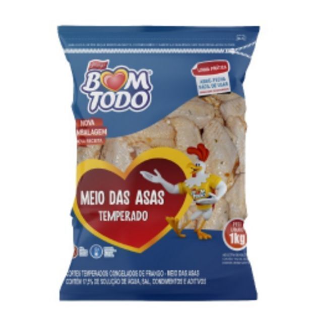 Meio da asa frango bom todo temperada congelada 1kg oferta na Nordestão