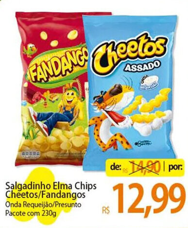Salgadinho Elma Chips Cheetos/Fandangos Onda Requeijão/Presunto Pacote com 230g oferta na Atacadão