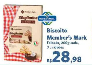 Biscoito Member's Mark Folhado, 200g cada, 3 unidades oferta na Sam's Club
