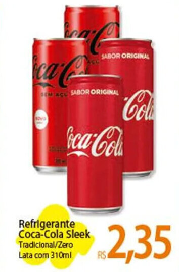 Refrigerante Coca-Cola Sleek Tradicional/Zero Lata com 310ml oferta na ...