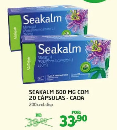 SEAKALM 600 MG COM 20 CÁPSULAS - CADA 200 und. disp. oferta na Cooper
