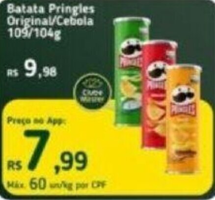 Promoção e preço Pringles Master Supermercados – jul. 2025