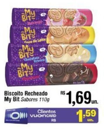 Biscoito Recheado My Bit Sabores 110g oferta na Fort Atacadista