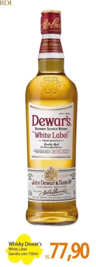 Whisky Dewar's White Label Garrafa com 750ml oferta na Atacadão