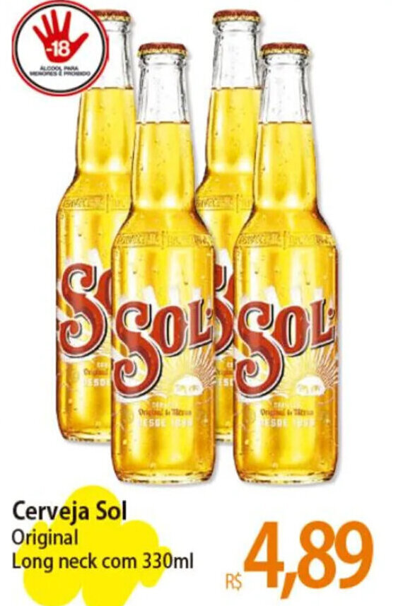 Cerveja Sol Original Long neck com 330ml oferta na Atacadão