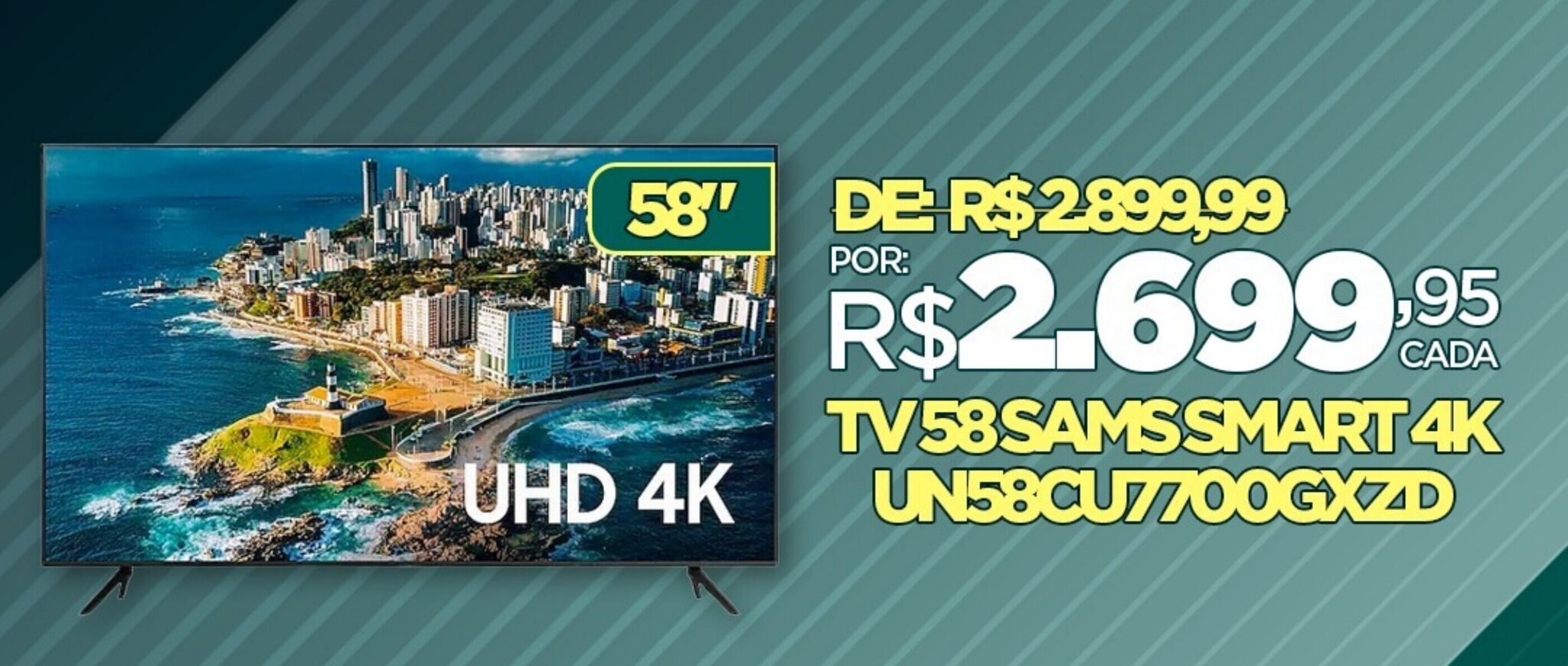 TV58 SAMSSMART 4K UN58CUZ700GXZD oferta na DB Supermercados