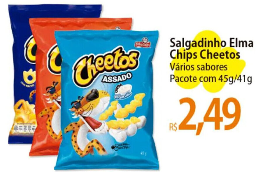 Salgadinho Elma Chips Cheetos Vários sabores Pacote com 45g/41g oferta na Atacadão