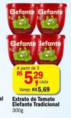 Extrato de Tomate Elefante Tradicional 300g oferta na Ultrabox