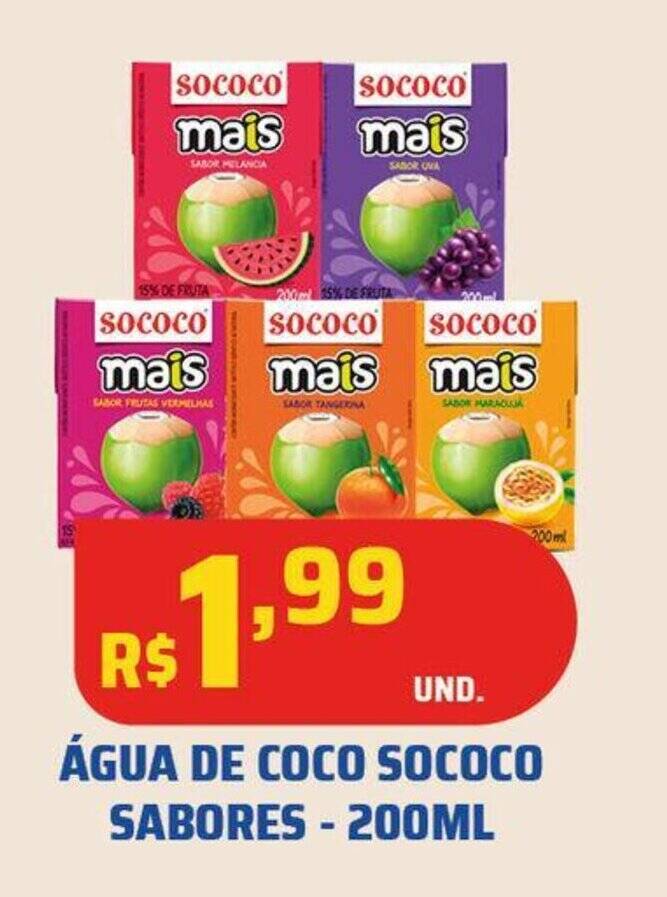 ÁGUA DE COCO SOCOCO SABORES - 200ML oferta na Tatico