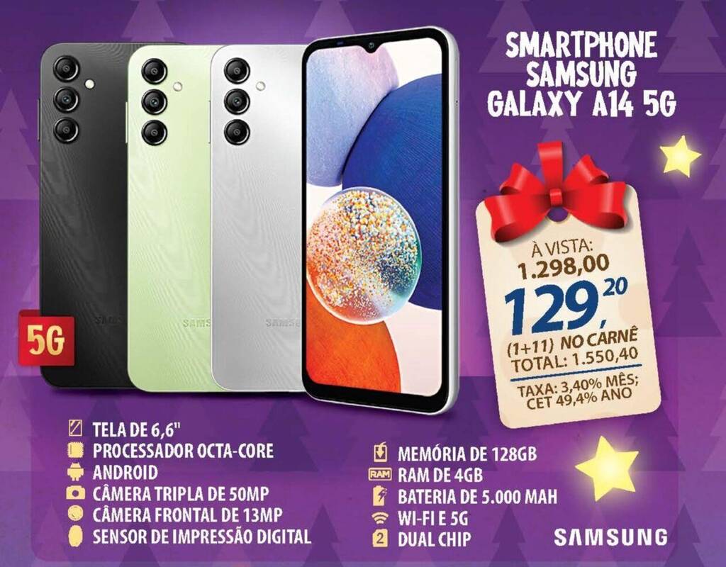 SMARTPHONE SAMSUNG GALAXY A14 5G oferta na Lojas Cem
