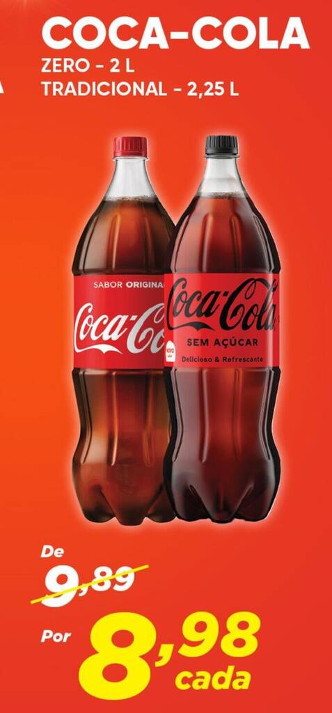 COCA-COLA ZERO - 2 L TRADICIONAL - 2,25 L oferta na Dia