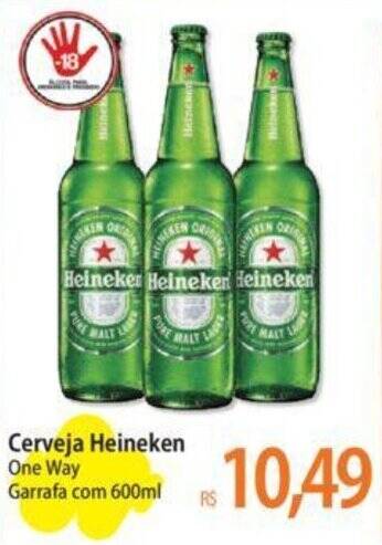 Cerveja Heineken One Way Garrafa com 600ml oferta na Atacadão