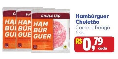 Hambúrguer Chuletão Carne e Frango 56g oferta na Camiño supermercados