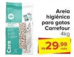 Areia higiênica para gatos Carrefour 4kg oferta na Carrefour