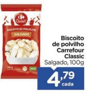 Biscoito de polvilho Carrefour Salgado, 100 g oferta na Carrefour