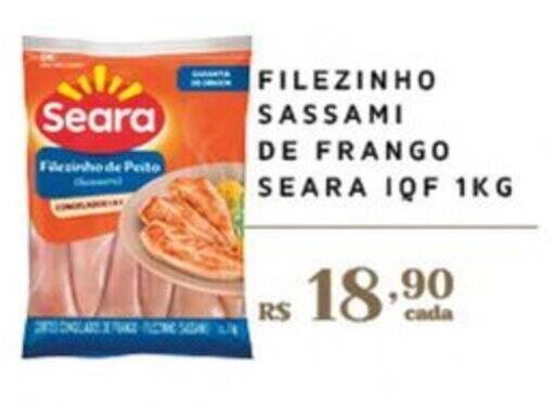 Filezinho sassami de frango seara iqf 1 kg oferta na Empório Bahamas Filezinho sassami de frango seara iqf 1 kg oferta na Empório Bahamas