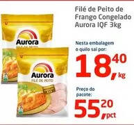Aurora - filé de peito de frango congelado iqf 3kg oferta na Tenda Atacado