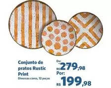 Conjunto de pratos rustic print oferta na Sam's Club