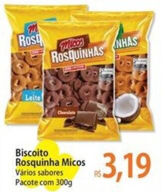 Biscoito Rosquinha Micos 300 g oferta na Atacadão
