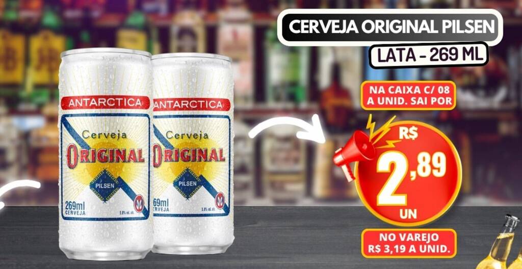 Cerveja original pilsen 269 ml oferta na Serrano Supermercado