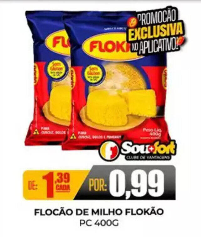 Flocão de milho flokão 400 g oferta na Fort Atacadista